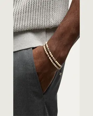 JAN LESLIE Bone And Sterling Silver Beaded Bracelet