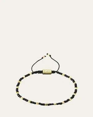 JAN LESLIE Gold-tone Sterling Silver And Glass Beaded Bracelet - Black