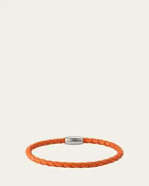 JAN LESLIE Braided Leather Bracelet - Silver