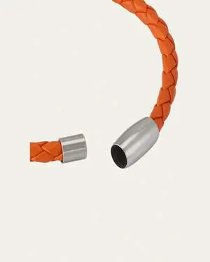 JAN LESLIE Braided Leather Bracelet - Silver