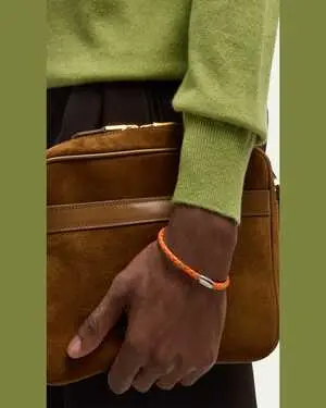 JAN LESLIE Braided Leather Bracelet - Silver
