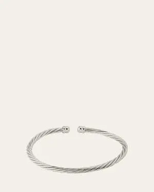 JAN LESLIE Adjustable Sterling And Stainless Steel Twisted Cable Cuff Bracelet - Silver