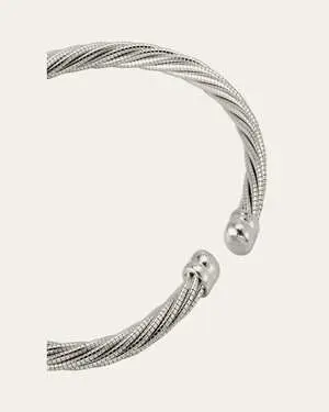 JAN LESLIE Adjustable Sterling And Stainless Steel Twisted Cable Cuff Bracelet