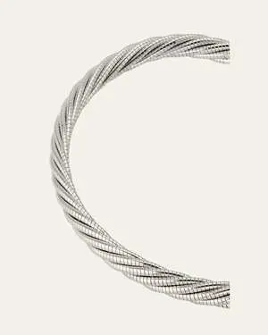 JAN LESLIE Adjustable Sterling And Stainless Steel Twisted Cable Cuff Bracelet