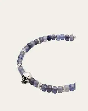 JAN LESLIE Gemstone Skull Beaded Bracelet - Rutilated