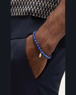 JAN LESLIE Lapis Lazuli Beaded Stretch Bracelet