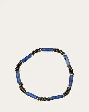 JAN LESLIE Cylinder Gemstone Beaded Bracelet - Blue