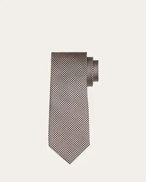 TOM FORD Houndstooth Pattern Tie - Pink Multi