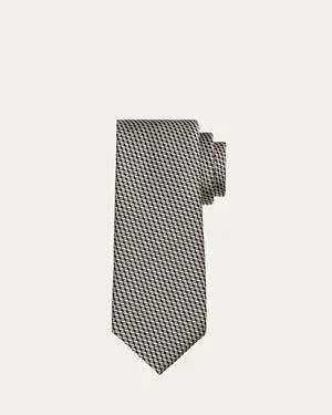 TOM FORD Geometric Mulberry Silk Tie - Black  Wh