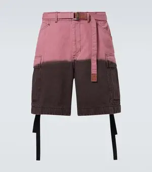 Sacai Ombré Cotton Cargo Shorts - Pink