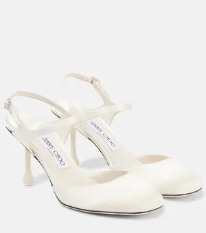 JIMMY CHOO Pixie 80 Satin Pumps - White