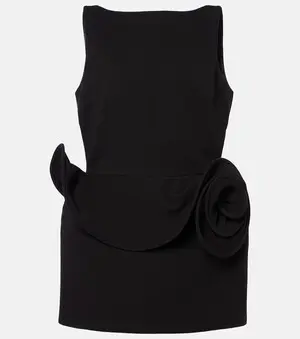 Magda Butrym Floral-appliqué Ruffled Mini Dress - Black