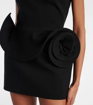 Magda Butrym Floral-appliqué Ruffled Mini Dress - Black