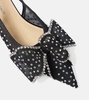 Mach & Mach Le Cadeau Mesh Slingback Flats - Black