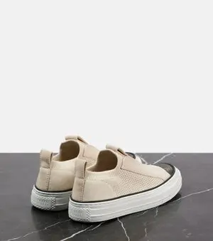 Brunello Cucinelli Suede-trimmed Canvas Sneakers - Beige