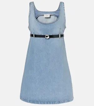 Coperni Belted Mini Denim Dress - Blue