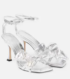 JIMMY CHOO Staz 90 Metallic Leather Sandals - Silver