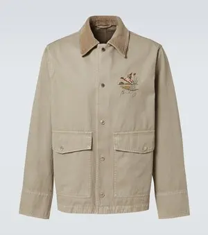 Burberry Embroidered Cotton Twill Field Jacket - Beige