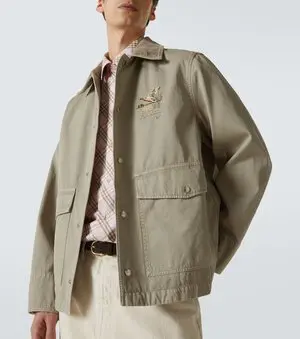 Burberry Embroidered Cotton Twill Field Jacket - Beige