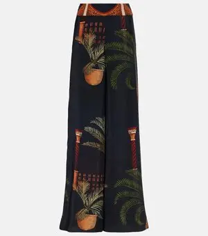 Johanna Ortiz Printed Wide-leg Pants - Blue