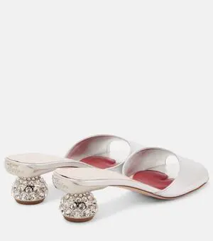 ROGER VIVIER Embellished Leather Mules - Silver