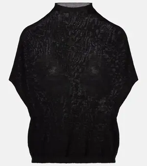 Rick Owens Wool Turtleneck Top - Black