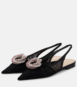 Mach & Mach Galaxy Tulle Slingback Flats - Black