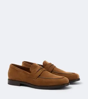 Zegna Suede Penny Loafers - Brown