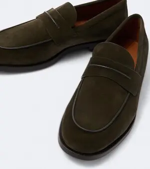 Zegna Suede Penny Loafers - Green