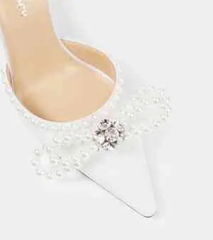Mach & Mach Double Bow Embellished Satin Pumps