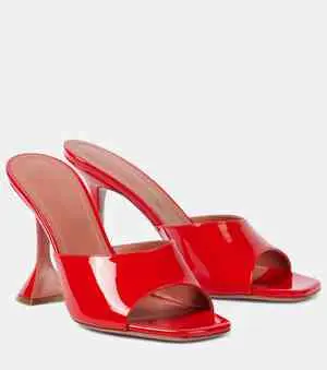 Amina Muaddi Lupita 70 Patent Leather Mules - Red