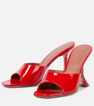 Amina Muaddi Lupita 70 Patent Leather Mules - Red