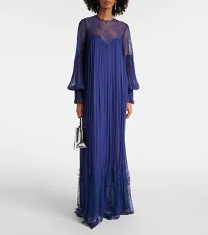 Costarellos Renia Chantilly Lace Gown - Blue