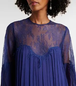 Costarellos Renia Chantilly Lace Gown - Blue