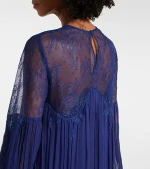 Costarellos Renia Chantilly Lace Gown - Blue