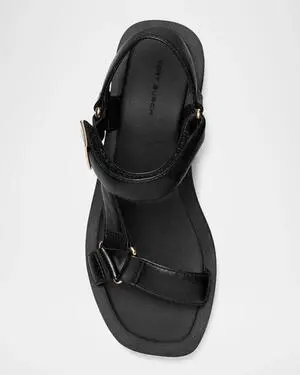Tory Burch Mellow Leather Platform Sandals - Black