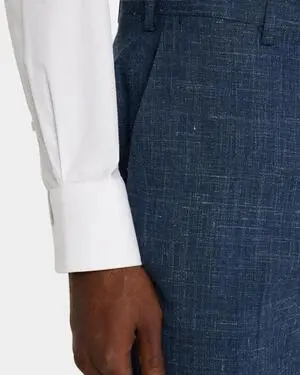 Emporio Armani Textured Flat-front Trousers - Blue