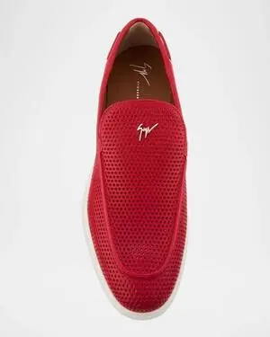 GIUSEPPE ZANOTTI Berth 10 Perforated Leather Loafers - Rosso