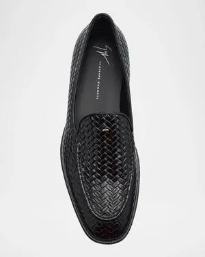 GIUSEPPE ZANOTTI Sorrento 15 Woven Leather Loafers - Nero