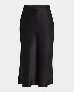 Co Co Silk Slip Midi Skirt - Black