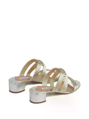 AQUAZZURA Ribbed-strap Metallic Sandals - Gold