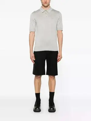 Dolce & Gabbana Logo-embroidered Silk Polo Shirt - Grey