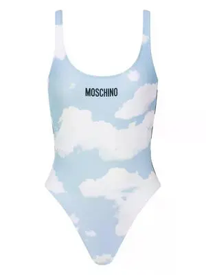 Moschino Cloud-print One-piece Swimsuit - Blue
