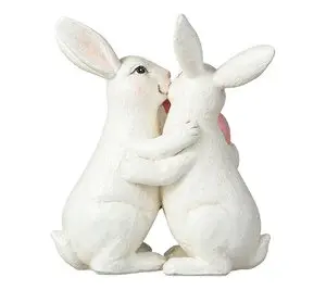 GLITZHOME 7'h Easter Love Bunnies Resin Table D Ecor