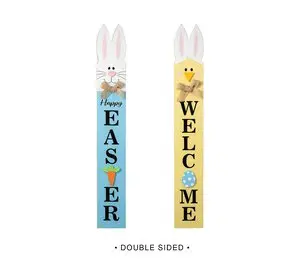 GLITZHOME 42'h Double-sided Wooden Easter Welco Me Porch Sign - One-color
