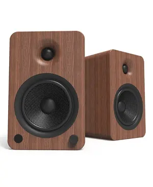 KANTO Yu6 Powered Bookshelf Speakers With Built-in Bluetooth Pair - Walnut