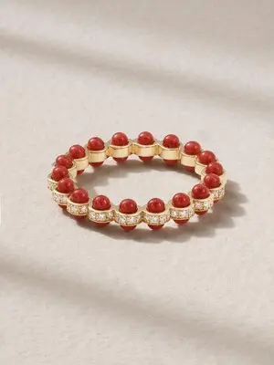 L’ATELIER NAWBAR The Rubidium 18-karat Gold, Diamond And Enamel Ring - Burgundy