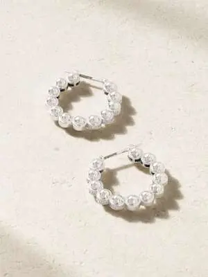 L’ATELIER NAWBAR The Atom 18-karat White Gold Diamond Hoop Earrings