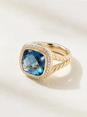 David Yurman Albion 18-karat Gold, Topaz And Diamond Ring - Blue