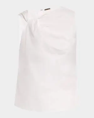 Adam Lippes Feyda Twisted Compact Cotton Poplin Top